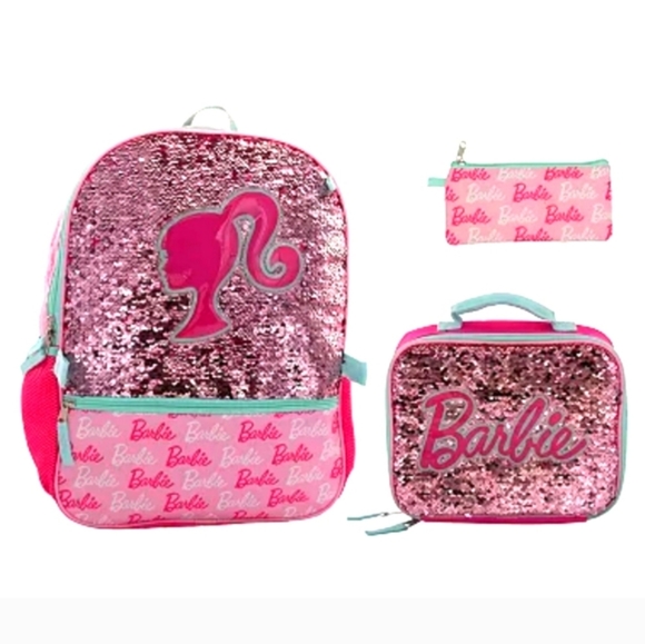 Barbie | Bags | Barbie Backpack Sequin Top Lunch Box Purse Set | Poshmark
